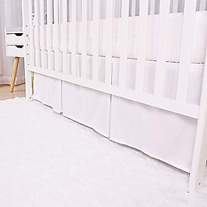 CaSaJa Classic Microfiber Crib Skirt with 2 Pleated Workmanship, Soft Breathable Dust Ruffle Fits Standard Crib and Toddler Bed, Pure White Color for Baby Boys and Girls, 14 inches Drop, White