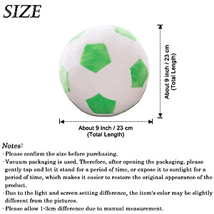 zhidiloveyou 9" Plush Soccer Ball Stuffed Toy, Plush Football Pillow Soccer Gift for Kids, White-Green