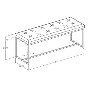 Walker Edison Modern Tufted Upholstered Entryway Bench Cushion Hallway Metal Bedroom Bench Ottoman, 48 Inch, Tan