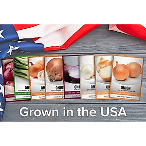 Onion Seeds for Planting - 8 Long and Short Day Varieties Yellow, Red, White, Sweet and Green Onions for Summer, Fall, Onion Seed by Gardeners Basics