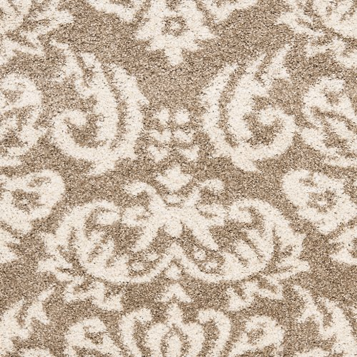 SAFAVIEH Florida Shag Collection 5'3" x 7'6" Beige/Cream SG460 Damask Non-Shedding Living Room Bedroom Dining Room Entryway Plush 1.2-inch Thick Area Rug