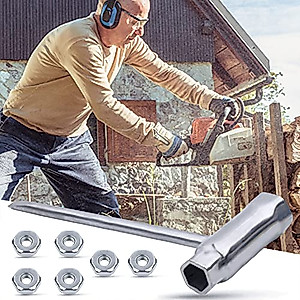 Adefol 13 x 19 mm Chainsaw Wrench Scrench with 6 Bar Nuts for Stihl 017 018 019 020 021 023 024 025 026 028 034 Chainsaw Replacement Parts Repair Tools