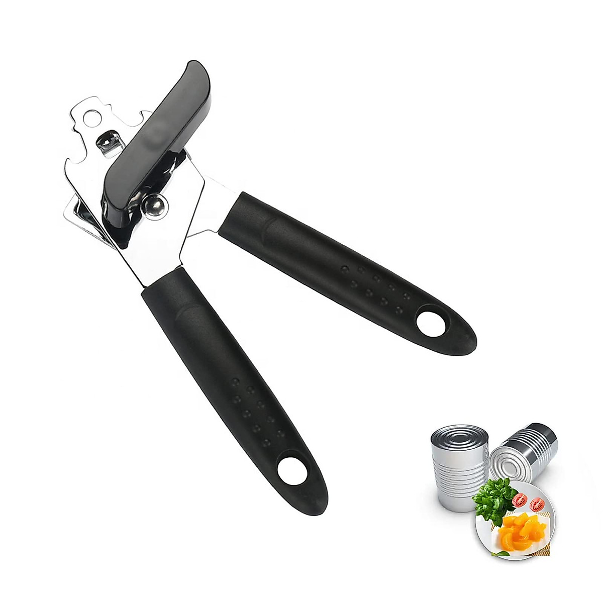 Multifunction Can Opener, K4 Stainless Steel Handheld Can Openers, Tin Can Opener with smooth and comfortable safety handle, Can Opener with Effortless Large Knob for Seniors with Arthritis