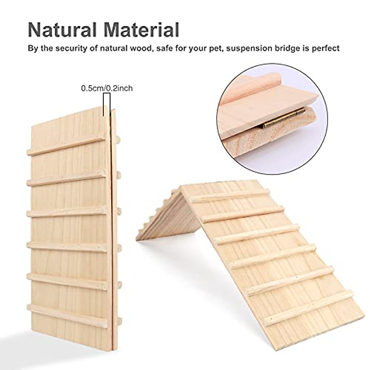 YUEPET Small Animal Wooden Cage Bridge Guinea Pig Habitat Ramp Over Nature Climbing Ladder Toy for Rabbit Hamster Bunny Ferret Squirrel Hedgehog Chinchilla Rat Gerbils Mouse