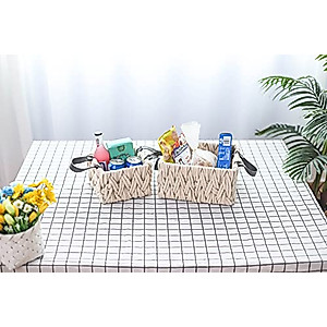 JLKIMZVO Storage Basket with Handl, Laundry Hamper, Toy Bin, for Toys Blankets Pillows Storage in Living Room Baby Nursery (Medium and Small)