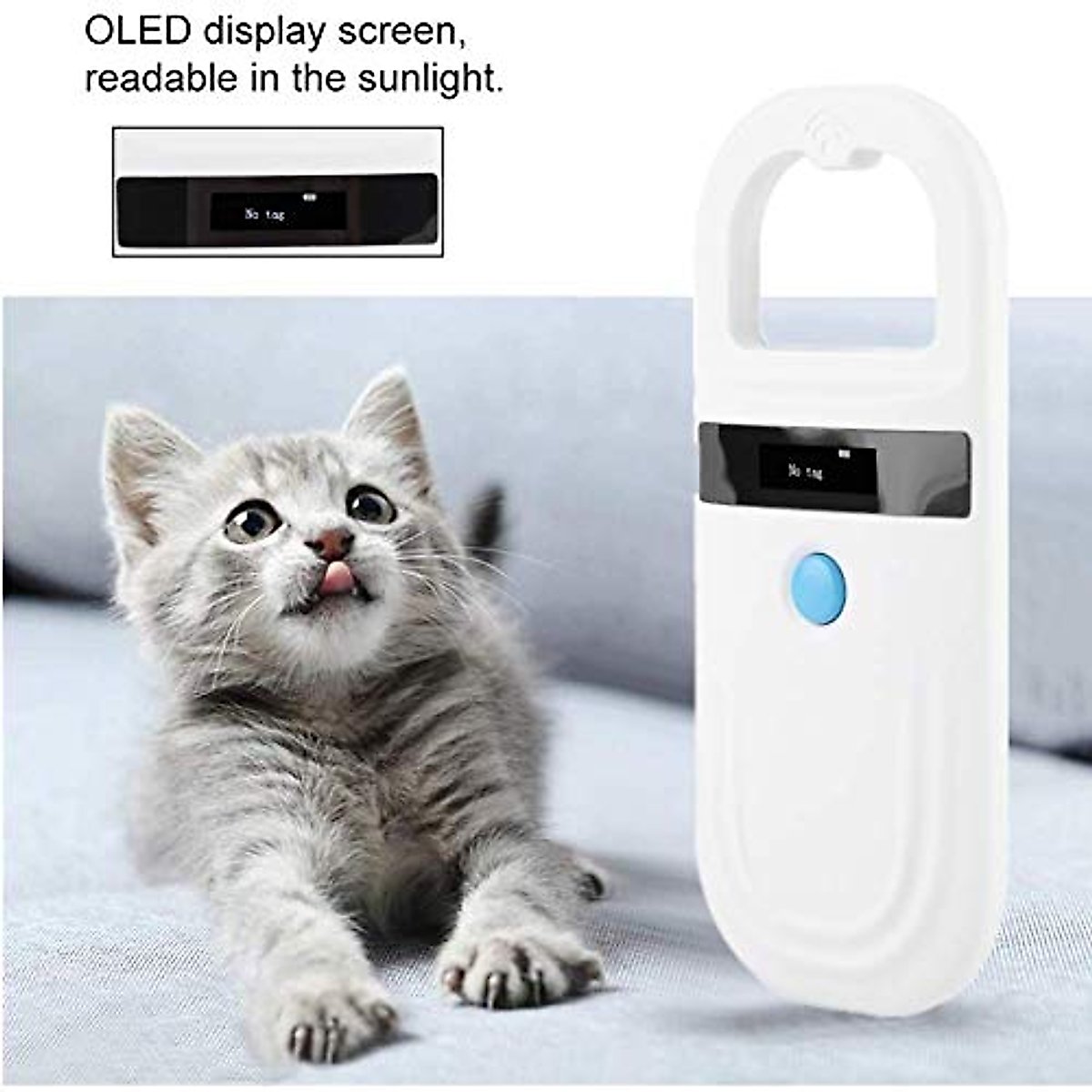 Microchip Reader RFID 134.2Khz, Pet ID Microchip Scanner with 0.91 Inch High Brightness OLED Display and Rechargable by Type-C for Animal Tracking