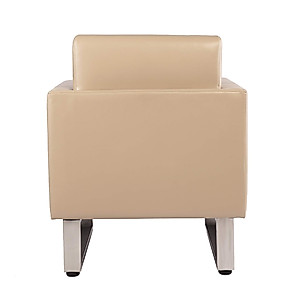 LUCKYERMORE Set of 2 Office Guest Chairs Waiting Room Chairs Lobby Chairs Black Leather Chairs Sofa Barrel Club Chairs Heavy Duty and Great Support Cushion Armchair for Office Guest Reception