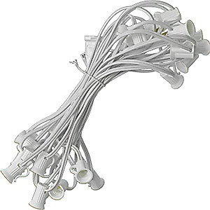 EST. LEE DISPLAY L D 1902 Outdoor Patio String Light Cords with Male & Female Plugs Green & White Wire 12in Spacing Sockets, 25FT Length (White, C7 - E12)