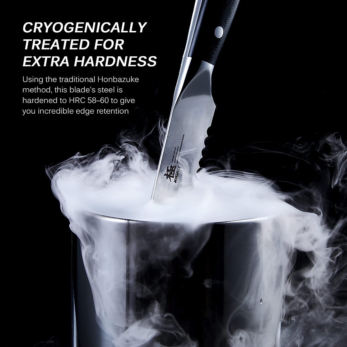 KYOKU 6" Utility Knife +7'' Cleaver + 8'' Serrated Bread Knife + 8.5'' Kiritsuke Knife - Shogun Series - Japanese VG10 Steel Core Forged Damascus Blade