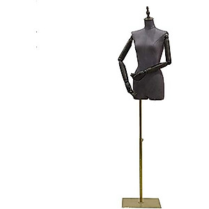 Mannequin Torso Mannequin Dress Form Torso Female Tailors Dummy Dressmakers Dummies Fashion Students Display Bust with Wood Arm Detachable Used for Apparel Jewelry Show (A Medium)
