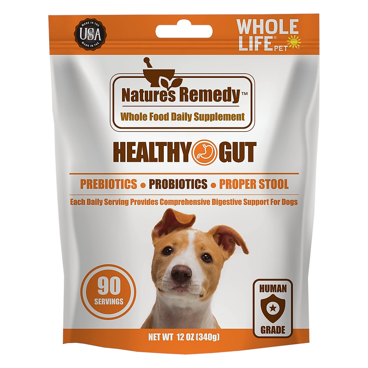 Whole Life Pet Healthy Gut Daily Supplement for Dogs – Probiotics, Prebiotics, Pumpkin. Helps Digestion + Stool Formation. Mixes in Food or with Water for Hydrating Snack