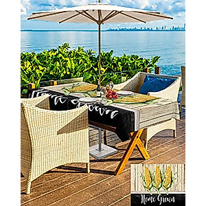 EZON-CH Outdoor Tablecloth with Umbrella Hole Zipper 60"x84", Farm Corn Rustic Wood Grain Rectangle Waterproof Table Cloth Table Covers for Dining, Garden, Courtyard, Patio, Camping, Picnic