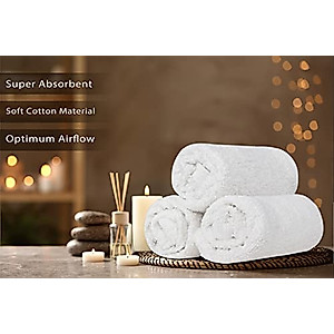 Marlin Linens Cotton Salon Towels 15x25, Soft & Super Absorbent White Terry Towels 24 Pack, Beauty Salon, Hair, Spa, Face, Gym Towel, Hand Towel Non-Bleach Lightweight Bulk Towel