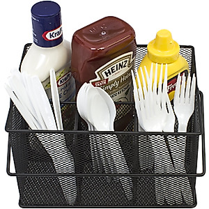 Sorbus® Utensil Caddy — Silverware, Napkin Holder, and Condiment Organizer — Multi-Purpose Steel Mesh Caddy—Ideal for Kitchen, Dining, Entertaining, Tailgating, Picnics, and Much More (Black)