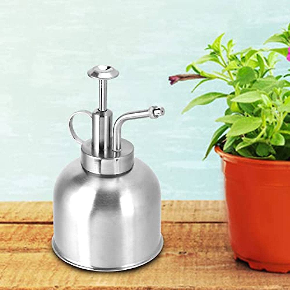 Mokernali Pressure Sprayer Bottle, Stainless Steel Watering Can, Hand Pressure Adjustable Plant Sprayer Watering Pot for Indoor Garden Plants