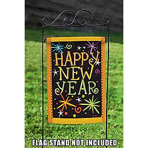 Toland Home Garden 1110449 Happy New Year New Year Flag 12x18 Inch Double Sided New Year Garden Flag for Outdoor House party Flag Yard Decoration