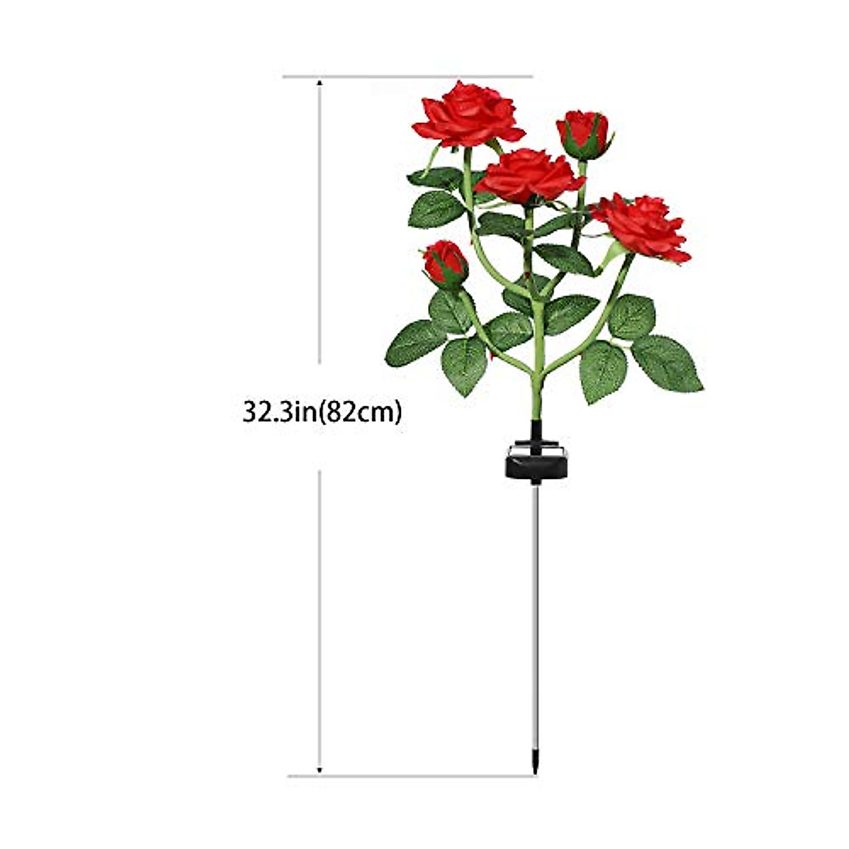 XLUX Outdoor Solar Powered Rose Lights, Decorative Flower lamp, for Garden Yard Patio Pathway Lighting, Rainproof, Red 2 Pack