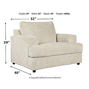 Signature Design by Ashley Soletren Contemporary Chenille Chair and a Half, Off-White