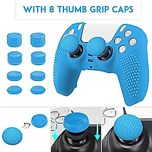SIKEMAY [2 Pack] PS5 Controller Skin, Anti-Slip Thicken Silicone Protective Cover Case Perfectly Compatible with Playstation 5 Dualsense Controller Grip with 8 x Thumb Grip Caps