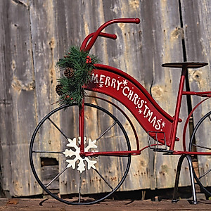 Red Merry Christmas Bicycle Decoration with a Wreath (Large (36" Long))