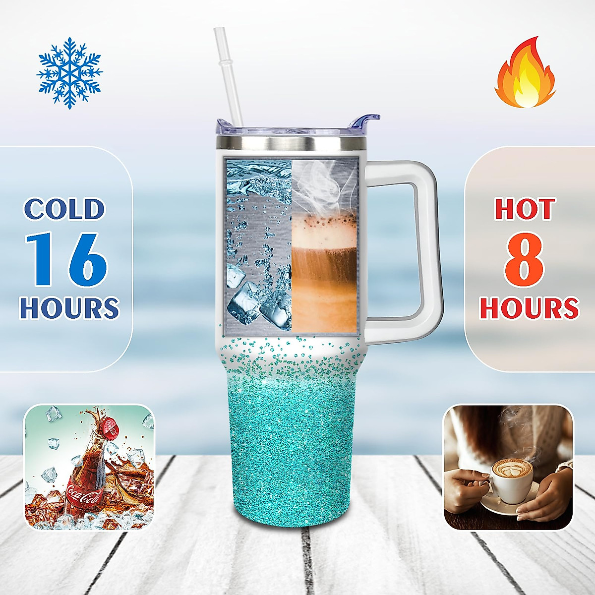 thmasamwr 40oz Teacher Tumbler with Handle, Stainless Steel Teacher Water Bottle Cup, Teacher's Travel Coffee Mug, Thanksgiving,Christmas,Graduation Gifts for Teachers