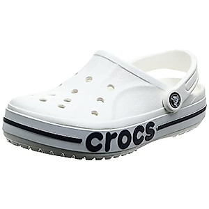 Crocs Unisex-Adult Bayaband Clogs, White/Navy, 8 Men/10 Women