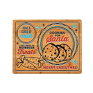 Farberware Cutting Board with Recessed Handles, Tray for Christmas Eve, Milk and Cookie Plate for Santa, Reversible Kitchen Chopping Board, 11-inch x 14-Inch, Bamboo