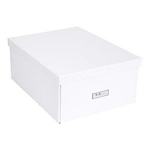 Bigso Katrin Collapsible Storage Box | Photo Storage Box with Labelframe for Easy Identification | Simple Assembly without Tools | Decorative Storage Boxes with Lids | 13.5″ x 17.6″ x 7.2″ | White