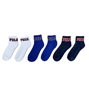 Polo Ralph Lauren Men`s Cushioned Rib Cuff Quarter Socks 6 Pack (10-13, White(ZP824425PKN-WHAST)/B_N)