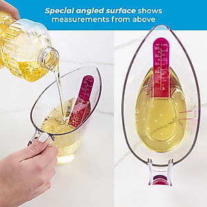 4-Piece Angled Liquid Measuring Cups Plastic Set - Mini Oz, 1, 2 and 4 Plastic Measuring Cup Sizes - Plastic Measuring Cups For Liquids with ML & Cups Measures - KPKitchen Small & Large Measure Cup