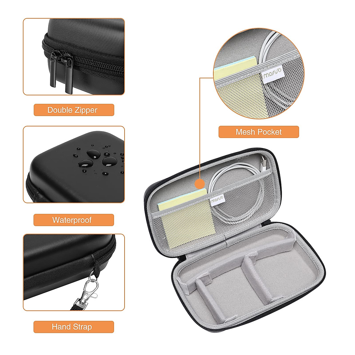 MOSISO EVA Hard Travel Carrying Case Compatible with MYNT3D Super 3D Pen, Compatible with MYNT3D Professional Printing 3D Pen with OLED Display, Portable Protective Storage Bag with hand strap, Black