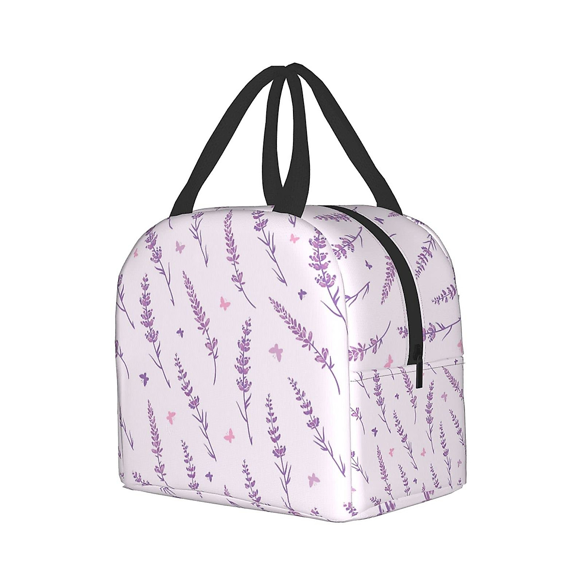 Lavender Field Purple Butterfly Lunch Box Travel Bag Picnic Bags Insulated Durable Shopping Bag Back To School Reusable Waterproof Bags For Man Woman Girls Boys
