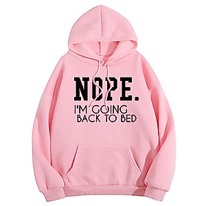 SHENHE Women's Slogan Letter Print Long Sleeve Hooded Sweatshirt Pullover Hoodie Tops Light Pink S