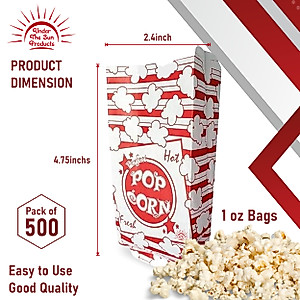 1oz Paper Popcorn Bags for Individual Servings - Pack of 250ct