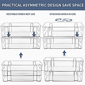 YKSLEMON Refrigerator Organizer Bins, Stackable Plastic Food Storage Bins Kitchen Organizer Set of 8, For Freezers, Countertops and Cabinets