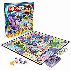 Hasbro Gaming Monopoly Junior: Unicorn Edition Board Game for 2-4 Players, Magical-Themed Indoor Game for Kids Ages 5 and Up (Amazon Exclusive)