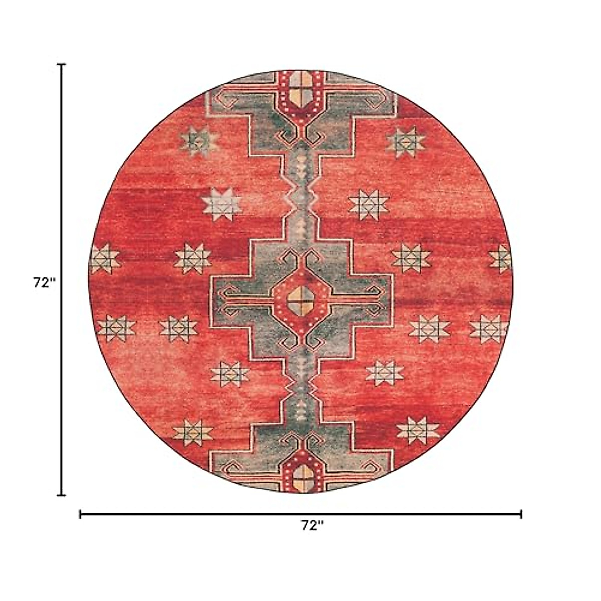 SAFAVIEH Tucson Collection Area Rug - 6' Round, Rust & Green, Persian Design, Machine Washable & Slip Resistant, Ideal for High Traffic Areas in Living Room, Bedroom, Dining (TSN189P-6R)