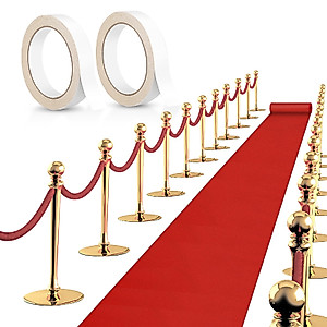 FACULX Red Carpet Runner for Party 80gsm Red Carpet Runner with 2 Piece Carpet Tapefor Wedding Christmas Xmas Thanksgiving Outdoor Accessories, Wedding Party Hallway Prom Rug (Red, 2.6 x 30 Feet)