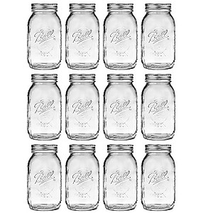 Ball Regular Mouth Quart 12 Pieces Jars (32oz) Made in USA, Clear