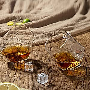 [6-Pack,10 Oz] Design·Master- Diamond Wine Glasses, Stemless Wine Glasses, Diamond Whiskey Glasses, Drinking Glasses, Ideal for Red and White Wine,Kitchen Glassware, Wedding and Party Gifts