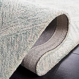 Safavieh Abstract Collection 3' x 5' Grey/Turquoise ABT428F Handmade Wool Area Rug