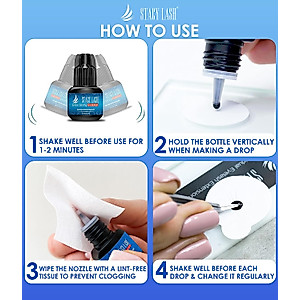 Extra Strong Evolution Eyelash Extension Glue Stacy Lash (0.17fl.oz/5ml)/1-2 Sec Dry/Retention – 8 Weeks/Professional Supplies/Black Adhesive