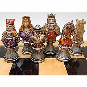 Medieval Times Crusades RED & Green Busts Set of Chess Men Pieces Hand Painted