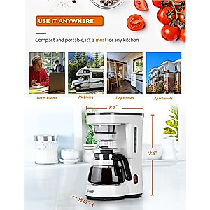 Commercial Chef Coffee Maker, Drip Coffee Maker with Pour Over Filter, 5 Cup Coffee Maker with 0.75L Water Tank, Brews in 6 Minutes