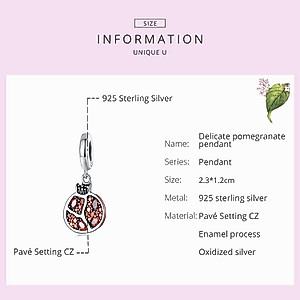 Delicate Pomegranate Pendant Charm 925 Sterling Silver Charm Fits For Pandora Bracelet Necklace