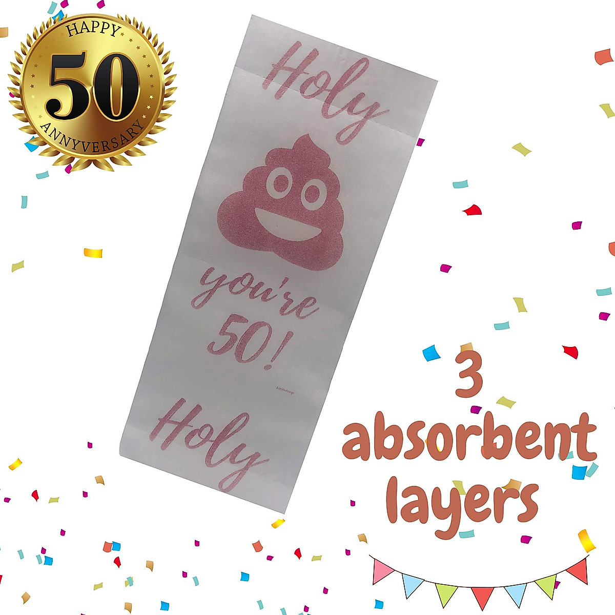 50th Birthday Toilet Paper - Happy birthday toilet paper prank– Funny 50th birthday gifts for men and women– best friend birthday gifts– Novelty Toilet paper roll gag gifts – 3 Ply (50th Birthday)