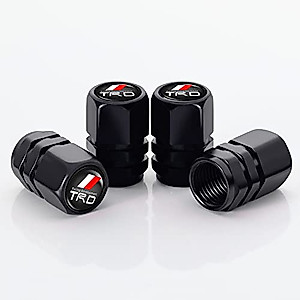 for Toyota TRD, Decoration Accessory Tire Air Caps Cover for Toyota TRD Fj Cruiser, Supercharger, Tundra, Tacoma, 4Runner,Yaris,Camry Highlander Avalon PRO Series (Black) Tire Valve Stem Caps
