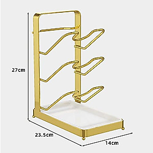 Generic 3 Tier Pot Lid Organizer Rack,Tableware Storage Rack,Removable Drain Tray for Kitchen Counter Cabinet Spoon Cutting Boards Accessories, Aureate