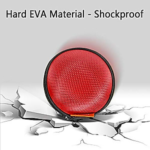 GLCON Small Earbuds Case for Airpods, Earpiece, Headset, Charger, Charging Cord, USB Flash Drive - 2 Pack EVA Carrying Case with Mesh Pocket - Shockproof Lightweight Storage Bag Coin Pouch - Red