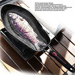 gernie Non Stick Fish Pan, 3D Fish Shaped Frying Pan Skillet Stainless Steel Oval Shaped Non Stick Frying Pan for Kitchen Camping, Heat Evenly, Easy to Clean, gernietdfg1rxknw